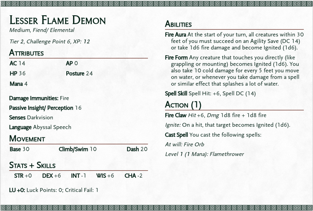 Lesser Flame Demon – Elysium's Door