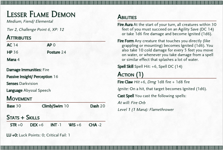 Lesser Flame Demon – Elysium's Door